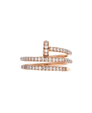 CARTIER Small Juste Un Clou Paved Double Ring 18k Rose Gold And Diamonds - Pink