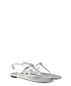 Prada Metallic Leather Thong Sandals - Gold/silver