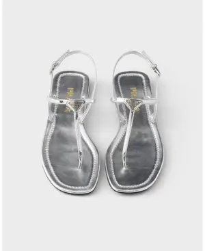 Prada Metallic Leather Thong Sandals