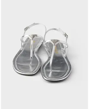 Prada Metallic Leather Thong Sandals