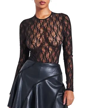 MISS CIRCLE NEW YORK Maisie Lace Bodysuit - Black