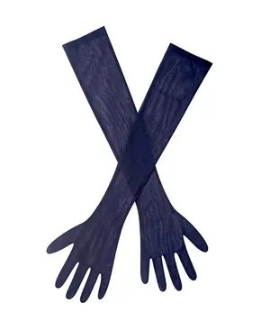 MISS CIRCLE NEW YORK Ora Mesh Opera-length Gloves - Navy