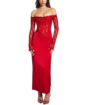 Red Sheer Lace Dresses