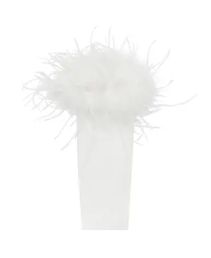 MISS CIRCLE NEW YORK Quinn Feather Trimmed Opera-length Gloves