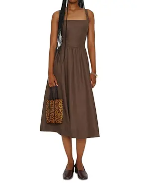 REFORMATION Janu Linen Dress - Chocolate Cake