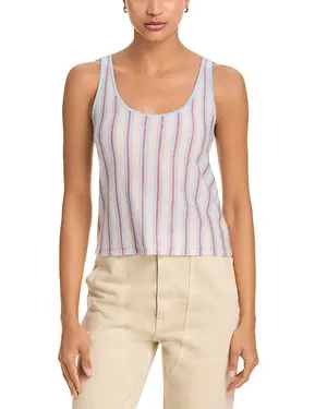 Guest In Residence Cashmere Fine Stripe Tank