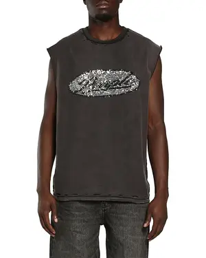 PURPLE BRAND Textured Sleeveless Tee - Black