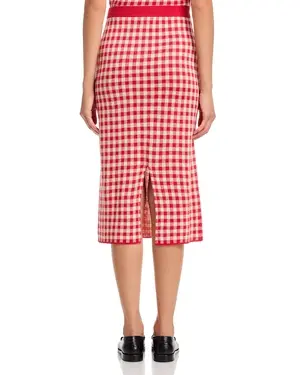 Guest In Residence Cashmere Gingham Midi Skirt