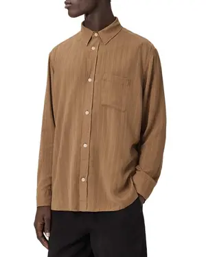 ALLSAINTS Carlyle Oversized Fit Shirt - Borg Brown