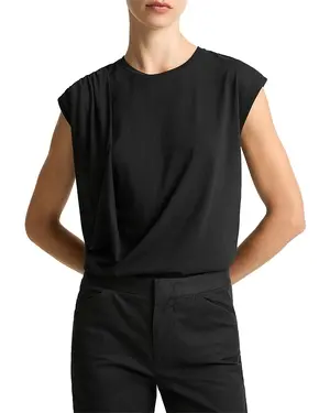 Vince Round Neck Drape Top Black