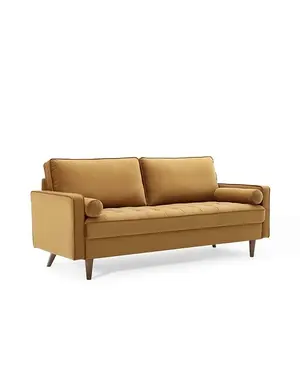 MODWAY Valour Performance Velvet Sofa Cognac