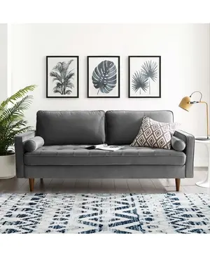 MODWAY Valour Performance Velvet Sofa - Gray