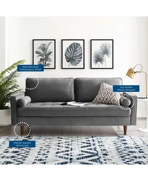 MODWAY Valour Performance Velvet Sofa - Gray