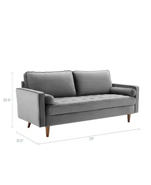 MODWAY Valour Performance Velvet Sofa - Gray