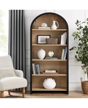 MODWAY Evie Arched Wide Bookcase Display Cabinet