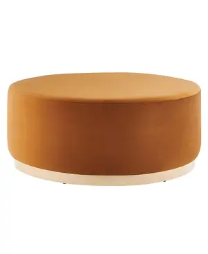 MODWAY Tilden Large 38 Round Performance Velvet Upholstered Ottoman - Rust Natural