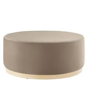 MODWAY Tilden Large 38 Round Performance Velvet Upholstered Ottoman - Taupe Natural