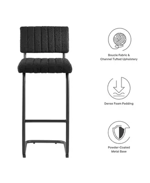 MODWAY Parity Boucle Bar Stools, Set Of 2 - Black Black