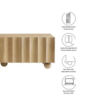 MODWAY Sorren Scalloped 54 Wood Tv Stand - Natural