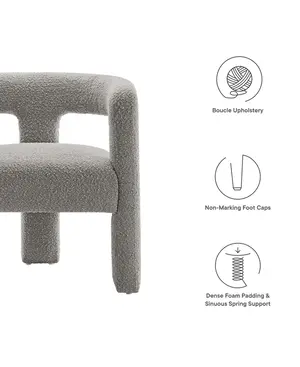 MODWAY Kayla Boucle Upholstered Armchair - Light Gray