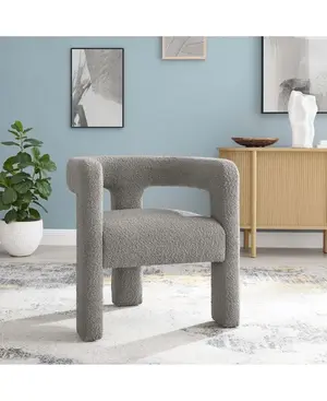 MODWAY Kayla Boucle Upholstered Armchair - Light Gray