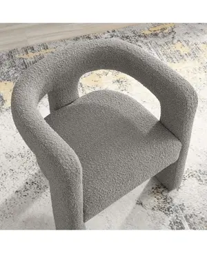 MODWAY Kayla Boucle Upholstered Armchair - Light Gray