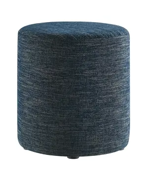 MODWAY Callum 16 Round Woven Heathered Fabric Upholstered Ottoman - Heathered Weave Azure