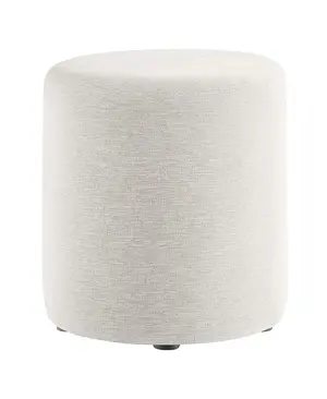 MODWAY Callum 16 Round Woven Heathered Fabric Upholstered Ottoman - Heathered Weave Ivory