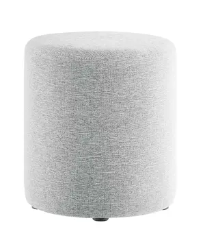 MODWAY Callum 16 Round Woven Heathered Fabric Upholstered Ottoman - Heathered Weave Light Gray