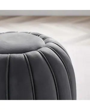 MODWAY Celebrate Channel Tufted Performance Velvet Ottoman - Gray