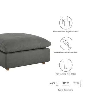 MODWAY Commix Down Filled Overstuffed Ottoman - Gray