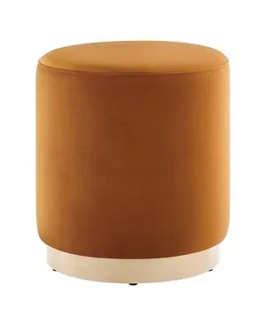 MODWAY Tilden 16 Round Performance Velvet Upholstered Ottoman - Rust Natural