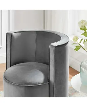 MODWAY Della Performance Velvet Fabric Swivel Chair - Gray