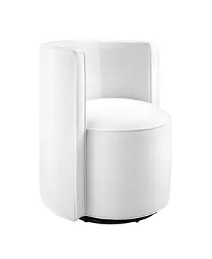 MODWAY Della Performance Velvet Fabric Swivel Chair - White