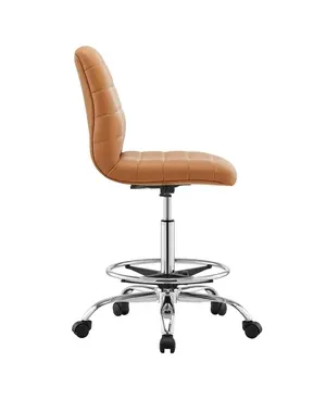 MODWAY Ripple Armless Faux Leather Drafting Chair - Silver Tan