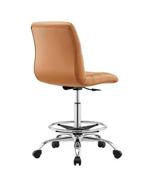 MODWAY Ripple Armless Faux Leather Drafting Chair - Silver Tan