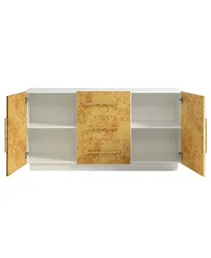 MODWAY Abel 59 Inch Burl Wood Sideboard Buffet Tv Stand - White Bleached Burl