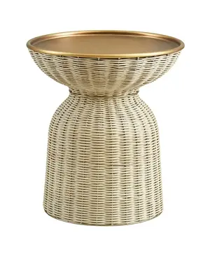 MODWAY Lazaro Round Rattan Side Table - Burnished Brass Natural