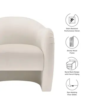 MODWAY Compose Performance Velvet Accent Chair - Alabaster