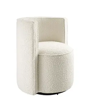 MODWAY Della Boucle Fabric Swivel Chair - Ivory