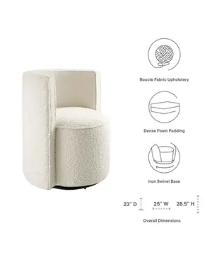 MODWAY Della Boucle Fabric Swivel Chair