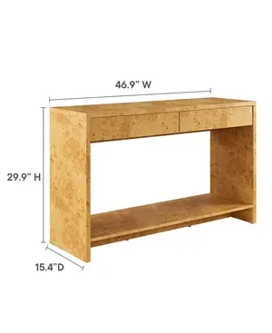 MODWAY Hudson 2-drawer Burl Wood Console Table