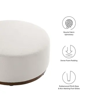 MODWAY Tilden Large 38 Round Boucle Upholstered Upholstered Ottoman