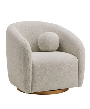 MODWAY Holland Swivel Chenille Fabric Armchair - Dove Gray