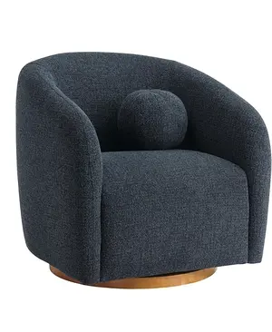 MODWAY Holland Swivel Chenille Fabric Armchair - Navy