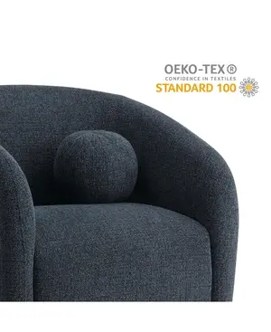 MODWAY Holland Swivel Chenille Fabric Armchair - Navy