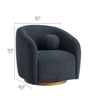 MODWAY Holland Swivel Chenille Fabric Armchair - Navy