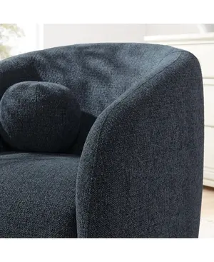 MODWAY Holland Swivel Chenille Fabric Armchair - Navy