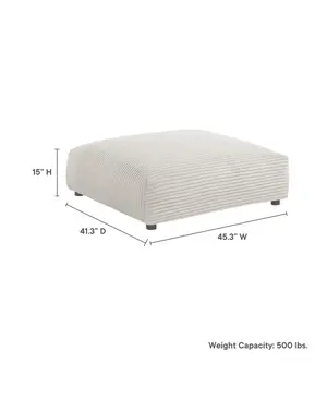 MODWAY Solace Modular Corduroy Upholstered Ottoman - Almond