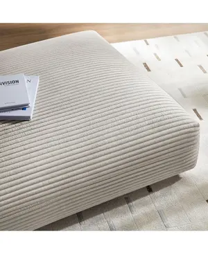 MODWAY Solace Modular Corduroy Upholstered Ottoman - Almond